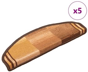 Nášlapy na schody samolepicí 5 ks 65x21x4 cm hnědé 149836