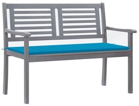 vidaXL 2místná zahradní lavice s poduškou 120 cm šedá eukalyptus