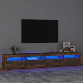 TV skříňka s LED osvětlením kouřový dub 240x35x40 cm