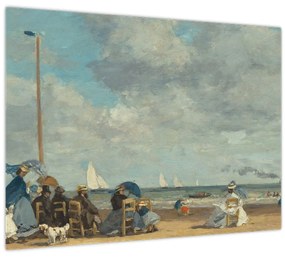 Obraz - Eugène Boudin, Beach  at Trouville, reprodukce (70x50 cm)