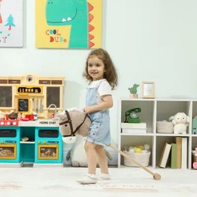AIYAPLAY Hobby kůň dětský hobby kůň se zvukem, naviják, kůň na tyči pro jízdu na koni pro děti 24+ měsíců, šedý