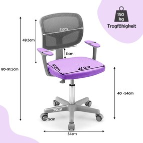 Costway Dětská židle k psacímu stolu otočná o 360° 80-91,5 cm výška nastavitelná
