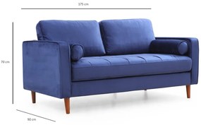 Designová sedačka Jarmaine 175 cm tmavě modrá