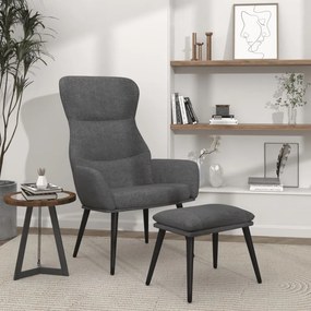 Relaxační křeslo se stoličkou světle šedé textil 3097429