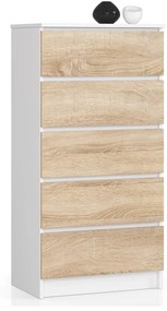 Komoda Kuba 60 cm - 5 šuplíků bílá/sonoma