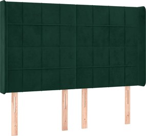 Box spring postel s matrací a LED tmavě zelená 140x190 cm samet 3139562