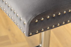 Designová barová židle Queen Lví hlava šedý samet