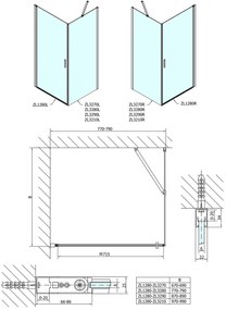 Polysan, Zoom Line čtvercová sprchová zástěna 800x800mm L/P varianta, ZL1280ZL3280