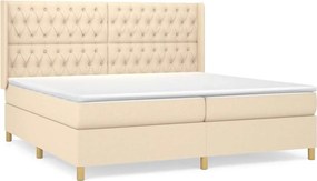 Box spring postel s matrací krémová 200x200 cm textil 3132262