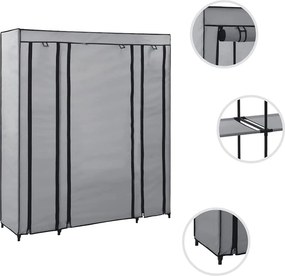 Šatní skříň s přihrádkami a tyčemi šedá 150x45x176 cm textil 282436