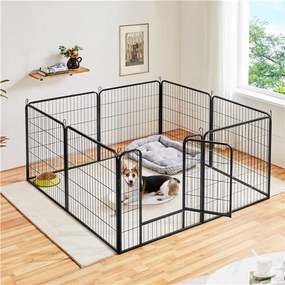 Sada 7 ks – Ohrádka pro psy Yaheetech – černá, 80 × 80 × 84,5 cm; 15,82 kg (267492580127)