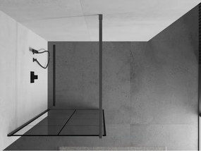 Mexen Kioto, sprchová zástěna Walk-In 90 x 200 cm, 8mm čiré sklo černý vzor, ​​grafitový profil, 800-090-101-66-77