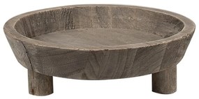 Hnědá antik dřevěná dekorační miska / podnos S - Ø 22*7 cm