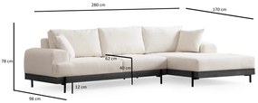 Hanah Home Rohová pohovka ETI bílá pravá 280 cm
