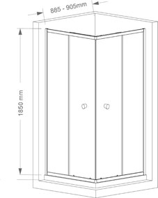 Aqualine Aqualine, AGGA čtvercová sprchová zástěna 900x900mm, čiré sklo, HLF909Y