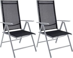 Zahradní židle MARBELLA, sada 2 ks, skládací, stříbrná/černá Casaria