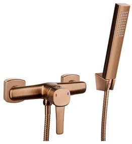 Invena Trend, sprchová baterie s ruční bodovou sprchovou soupravou, měděná matná, INV-BN-02-014-V