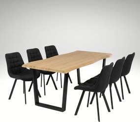 Vikio Jídelní set pro 6 osob 180x90 cm dub noha U černá židle VJS158-6C