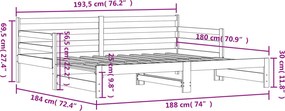 vidaXL Válenda s přistýlkou 90 x 190 cm masivní borové dřevo [836154] Barva: Přírodní