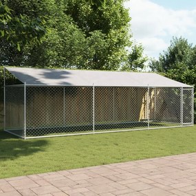 Klec pro psy se střechou a dvířky šedá 6x2x2 m pozinkovaná ocel 3209569