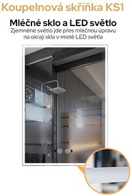 Bezdoteku Koupelnová skříňka jednodvěřová se zrcadlem a LED osvětlením KS1