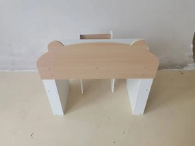 AIYAPLAY dětský stůl se židlí 2dílná dětská sezení s knihovnou a úložným prostorem, design medvěd pro děti 3-8 let, bílé