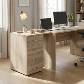 Kontejner Impress 80 x 60 cm - 4 zásuvky (ke stolu Impress 76 cm), dub sonoma