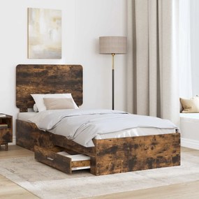 Rám postele s čelo Kouřový dub 90 x 190 cm Kompozitní dřevo 3412841