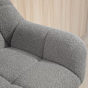 HOMCOM Barová židle Sada 2 kusů Retro design Výškově nastavitelná Fleece optika Šedá + Černá