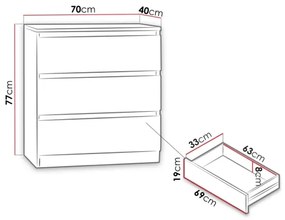 Komoda MALWA 77x70 cm černá