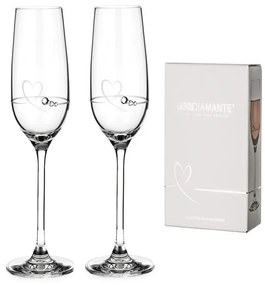 Diamante sklenice na Šampaňské se Swarovski krystaly Petit Heart 150 ml 2KS
