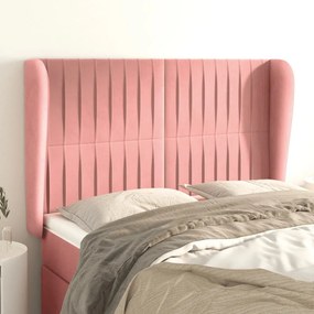 Čelo postele typu ušák růžové 147x23x118/128 cm samet 3118247