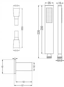 Mexen CUBE - 3-výstupová podomítková sprchová sada 7v1, chromová, 77503-set