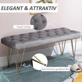 HOMCOM Lavice do předsíně Lavice na boty se sametovým potahem Sametově šedá 116x44,5x49cm ideální do předsíně a chodby