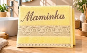 Bellatex Froté ručník orchidea s výšivkou MAMINKA 50x100 cm Maminka Žlutá