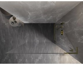 Mexen, Mexen Lunar L sprchová stěna pravá 100 x 200 cm, průhledná 8 mm, zlatá - 830L-100-000-50-00-P