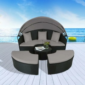 13-dílné multifunkční zahradní sofa + sedací souprava Catalina 2023, černá/šedá