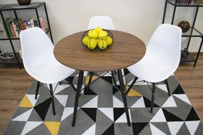 Moderní skandinávský konferenční stolek, hnědá kulatá deska, 80 cm