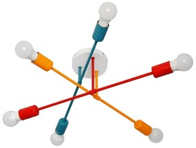 Přisazený lustr CAMBRIDGE 6xE27/20W/230V modrá/červená/oranžová