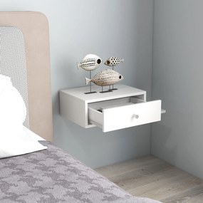 HOMCOM sada 2 nástěnných nočních stolků - sada 2 nočních stolků - boční polička a zásuvka - 55Š x 30H x 15V cm, bílý MDF