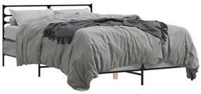 Rám postele šedý sonoma 140 x 200 cm kompozitní dřevo a kov