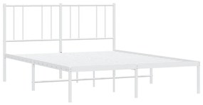 Kovový rám postele s čelem bílý 120 x 190 cm - Default Title