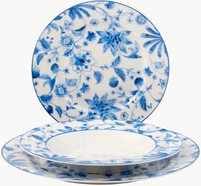 Sada nádobí z kostního porcelánu New Bone China Blue Arbor, pro 6 osob, 18 dílů