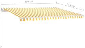 vidaXL Marketos Ručně zatahovací markýza 400 x 350 cm žlutobílá