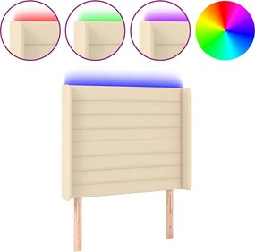 Čelo postele s LED krémové 93 x 16 x 118/128 cm textil 3124175