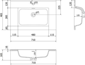 Mexen Orio, koupelnová skříňka 70 cm s umyvadlem Otis, 1 zásuvka, grafitová matná/bílá matná, 91A10-07023-1-BF66-W18M01