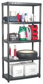 Úložný regál 5patrový černý 85 x 40 x 185 cm plast 147685