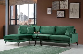 Hanah Home Rohová pohovka PAPIRA tmavě zelená levý roh 560ARE1171