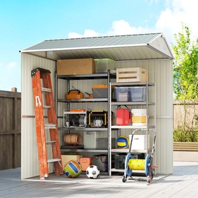 Outsunny kovový zahradní domek na nářadí 3,5 m² – vysoký uzamykatelný zahradní domek se štítnou střechou, větráním a rukavicemi v balení, 209 x 177 x…