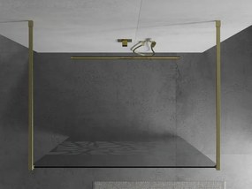 Mexen Kioto, sprchová zástěna Walk-In 110 x 200 cm, 8mm čiré sklo bílý vzor, ​​zlatý matný profil, 800-110-002-55-85